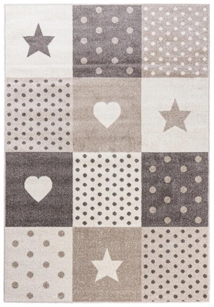 Dětský kusový koberec S puntíky béžový, Velikosti 80x150cm