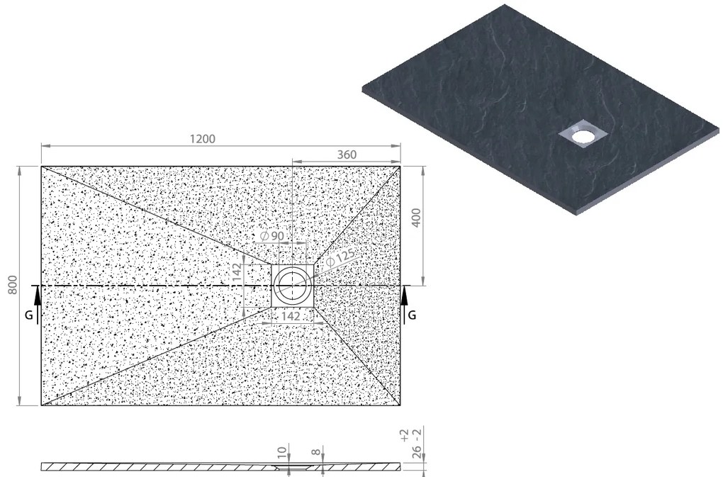 Vayer Kronos obdélníková sprchová vanička, litý mramor Rozměr vaničky: 100x80cm