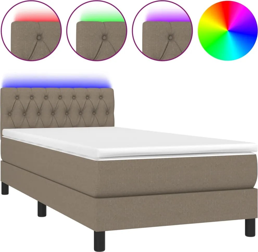 Box spring postel s matrací a LED taupe 90x200 cm textil 3133369