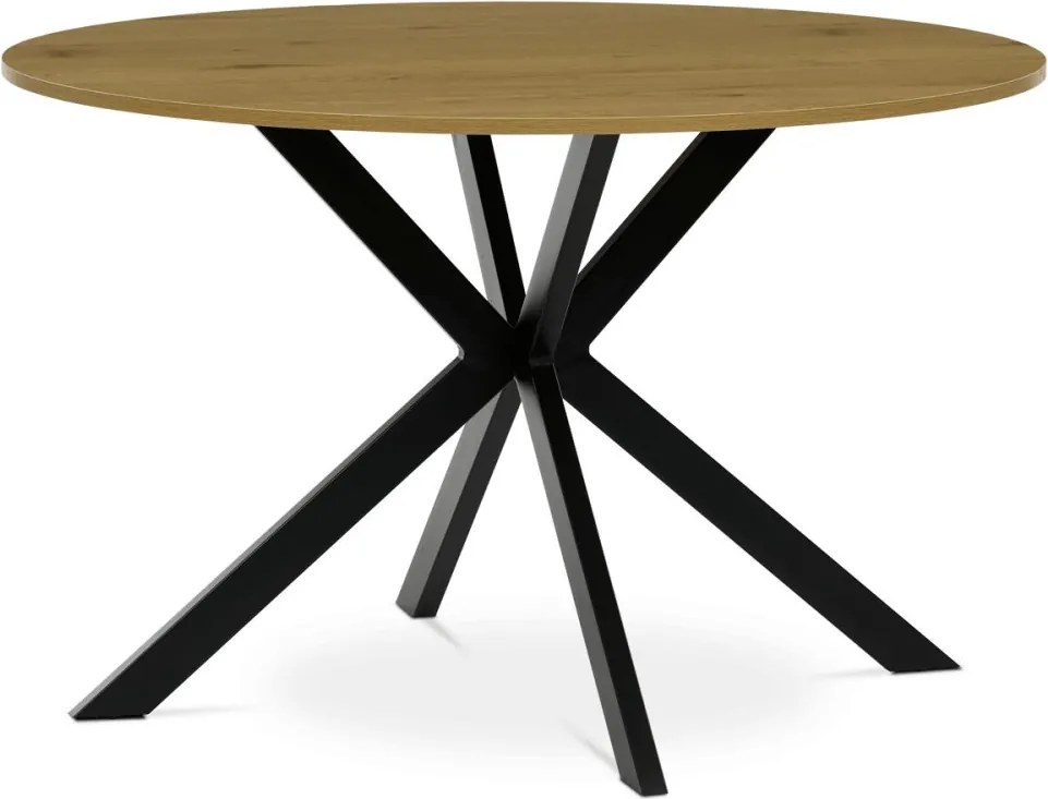 Kulatý jídelní stůl 120x120cm HT-F4120 OAK, mdf, divoký dub