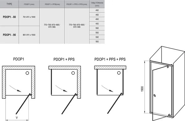 Ravak - Sprchové dveře jednodílné Pivot PDOP1-80 - satin, transparentní sklo
