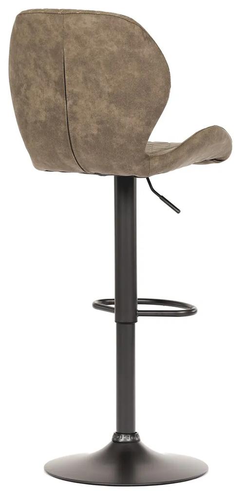 Židle barová, hnědá COWBOY látka, černá podnož - AUB-431 BR3