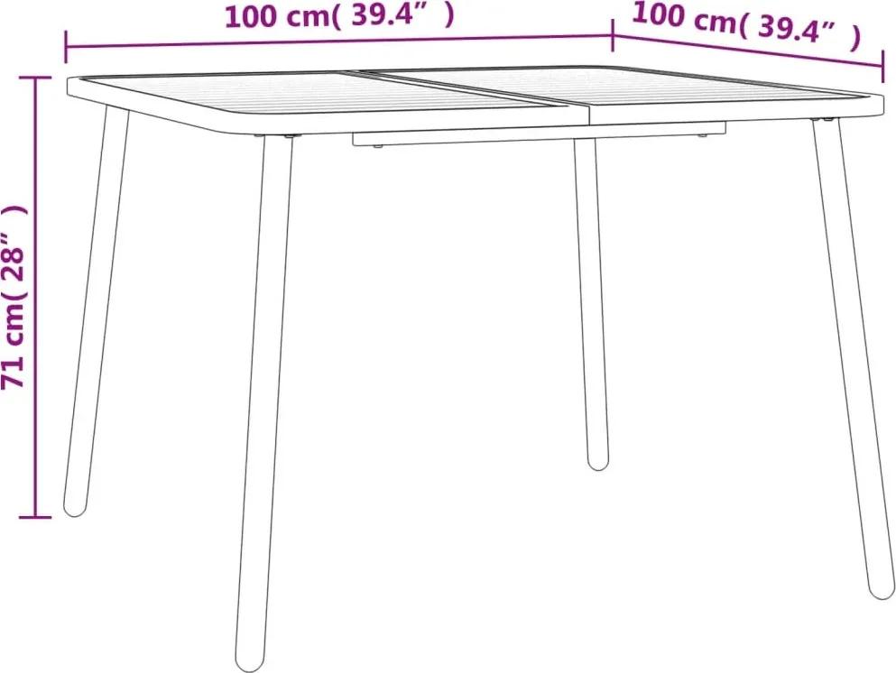 vidaXL Zahradní stolek antracitový 100 x 100 x 71 cm ocel [362738]
