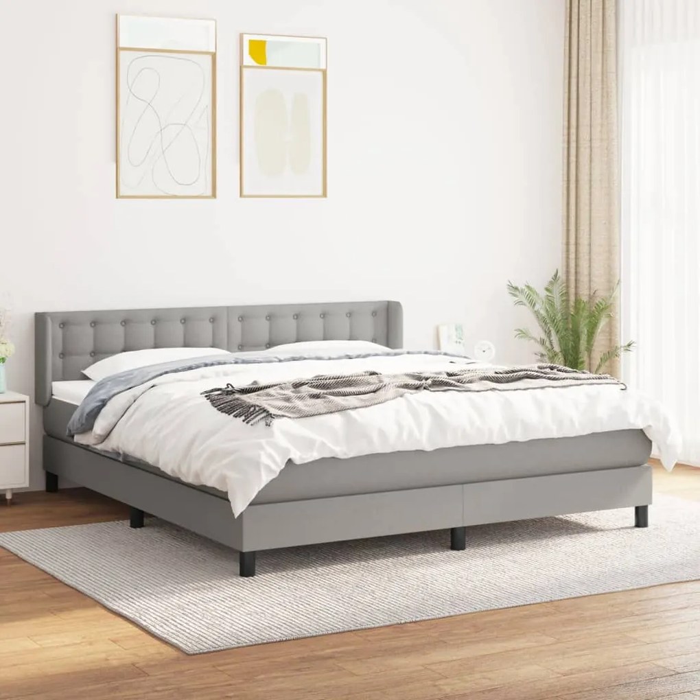 Box spring postel s matrací světle šedá 160 x 200 cm textil 3130041