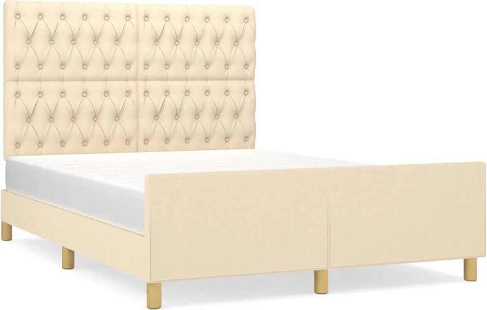 Rám postele bez matrace krémový 140 x 190 cm textil 3125297