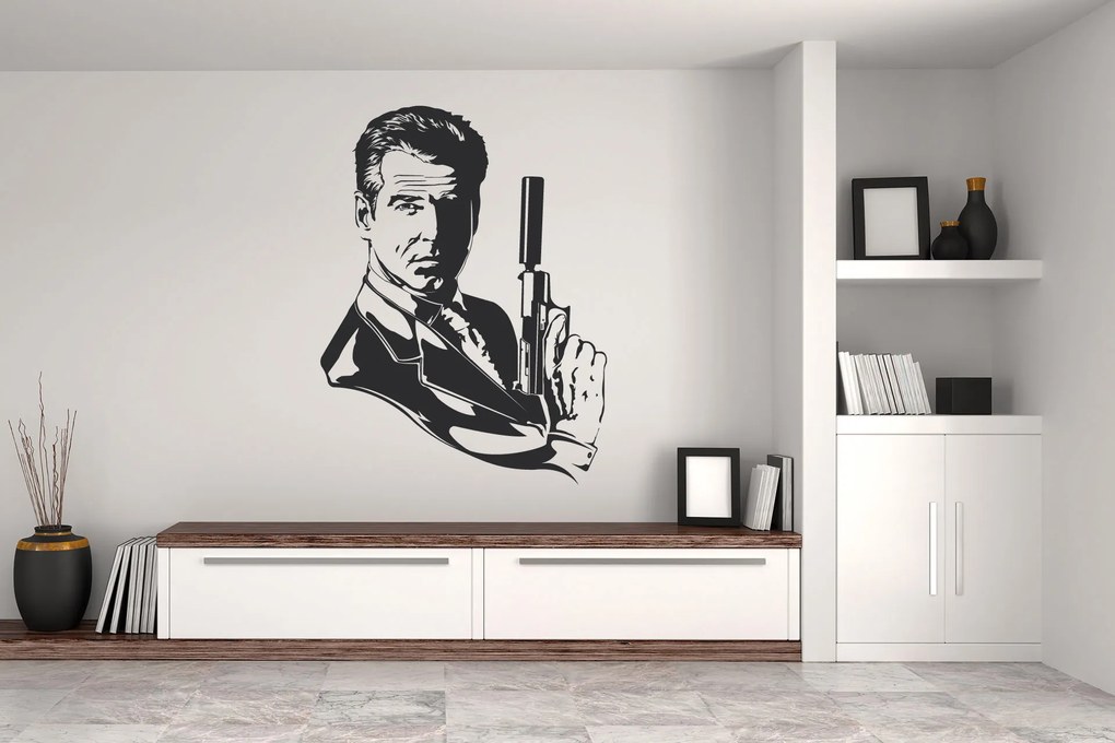 Lepy.cz Samolepka na zeď James Bond - Pierce Brosnan Velikost (šířka x výška): 40x53cm, Barevná varianta: Ledová modrá