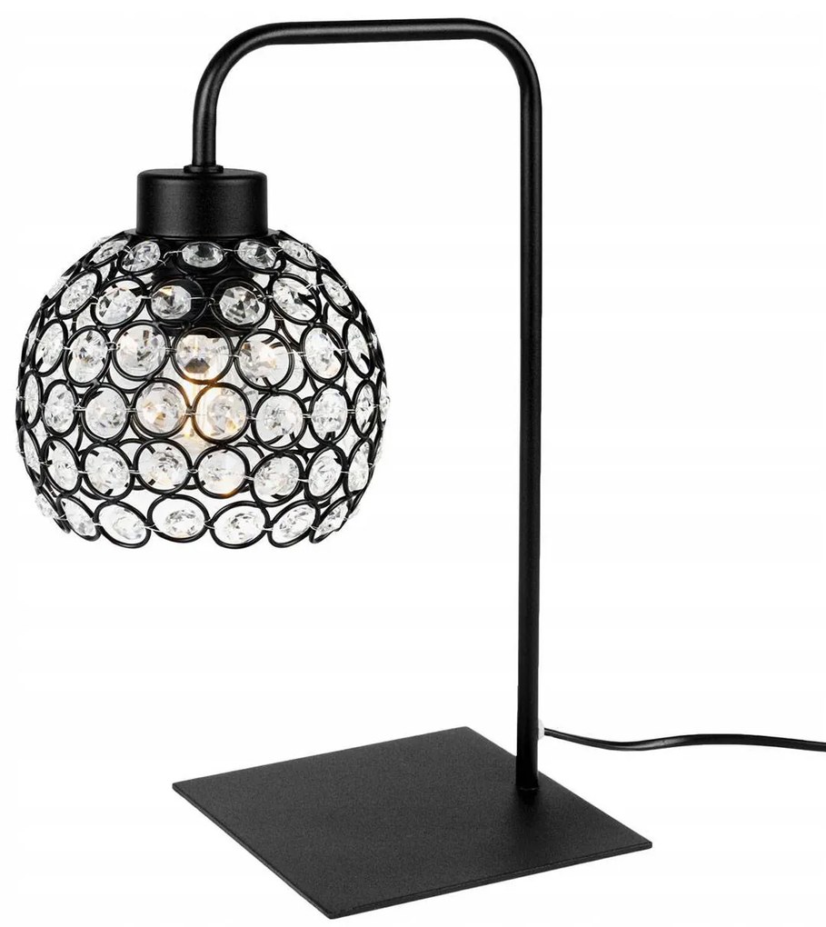 Stolní lampa Crystal, 1x černé křišťálové stínítko