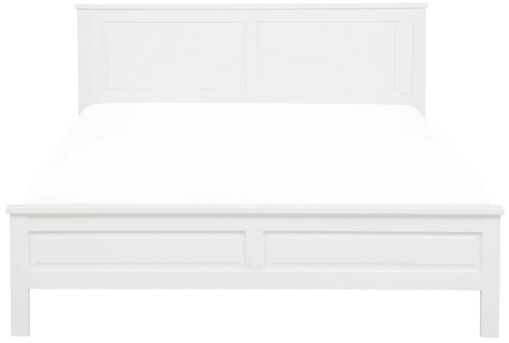 Bílá dřevěná manželská postel 140x200 cm OLIVET Beliani