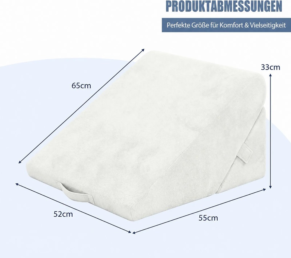 Costway Memory Foam Polštář na spaní Klínový polštář na spaní, bílý