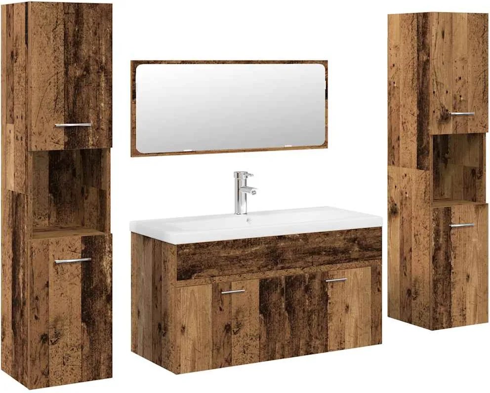 5dílná koupelnová sestava old wood kompozitní dřevo 3328919