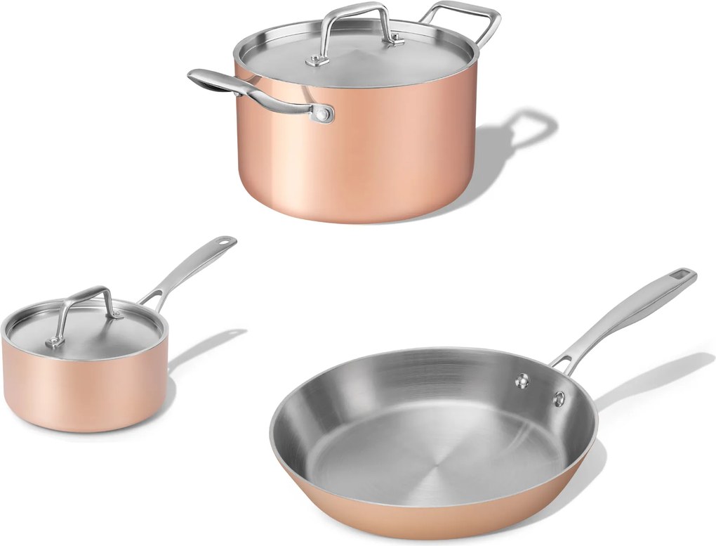 Elmich Sada měděného nádobí Tria Copper 3 ks, pánev a 2 hrnce