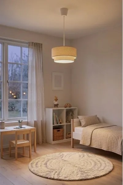 Brilagi-LED Lustr na lanku BOHO BOBO 1xE27/60W/230V pr. 40 cm puntíky béž./krém.