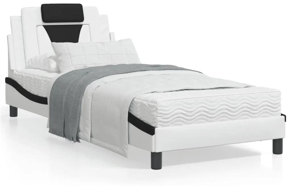 Rám postele s čelem bílý a černý 90 x 200 cm umělá kůže,  3208074