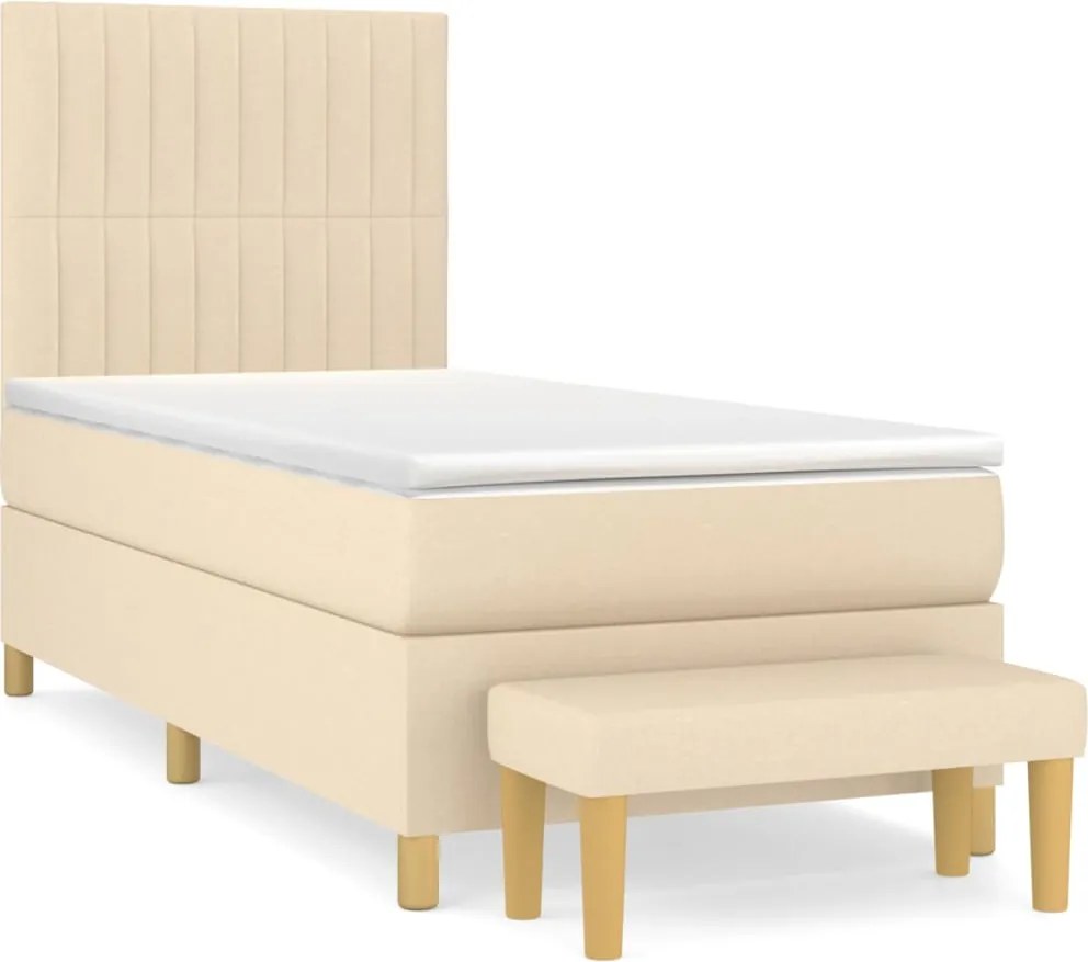 Box spring postel s matrací krémová 100 x 200 cm textil 3137298