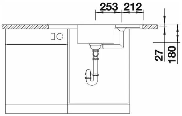 Blanco Zia 9 E Granitový dřez rohový s vaničkou a s odkapem vlevo, 93x51cm, černá 526031