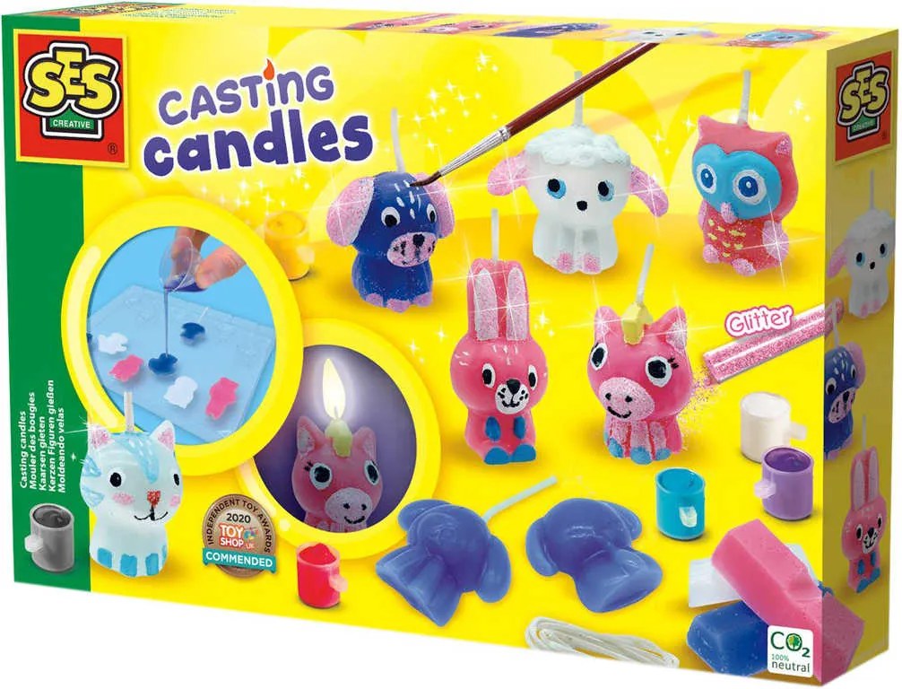 SES CREATIVE Výroba svíček třpytková zvířátka kreativní set v krabici 14711