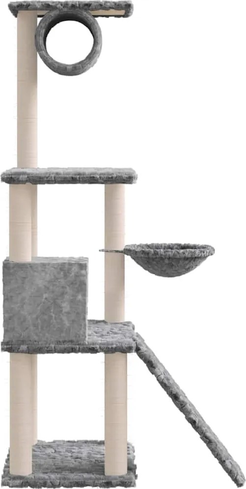 Škrabadlo pro kočky se sisalovými sloupky světle šedé 131 cm 171604