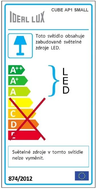 Ideal Lux 161785 LED nástěnné svítidlo Cuba Medium 1x6W | 600lm | 3000K