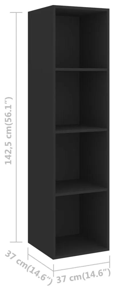 vidaXL Nástěnná TV skříňka černá 37 x 37 x 142,5 cm dřevotříska