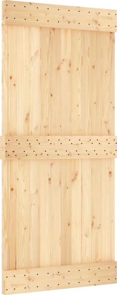 vidaXL Posuvné dveře s kováním 95 x 210 cm masivní borové dřevo [3203143]