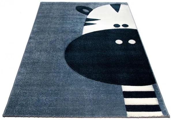Dětský koberec 3D zebra, modrý
