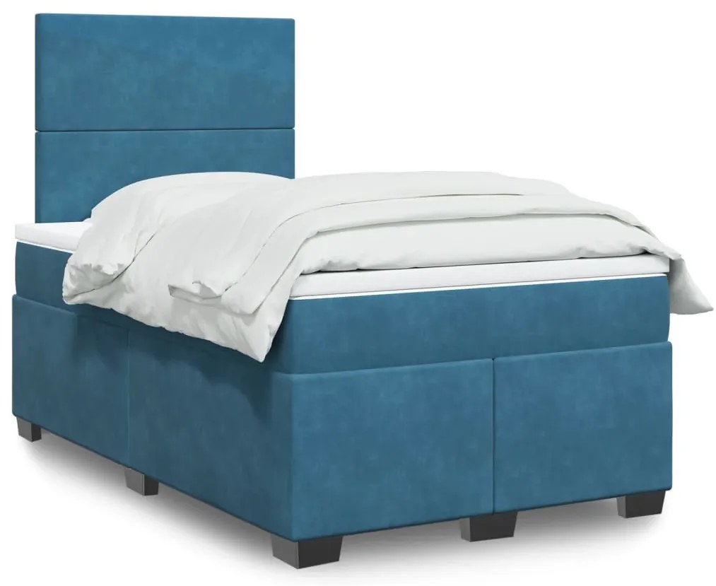 Box spring postel s matrací modrá 120 x 190 cm samet 3293156