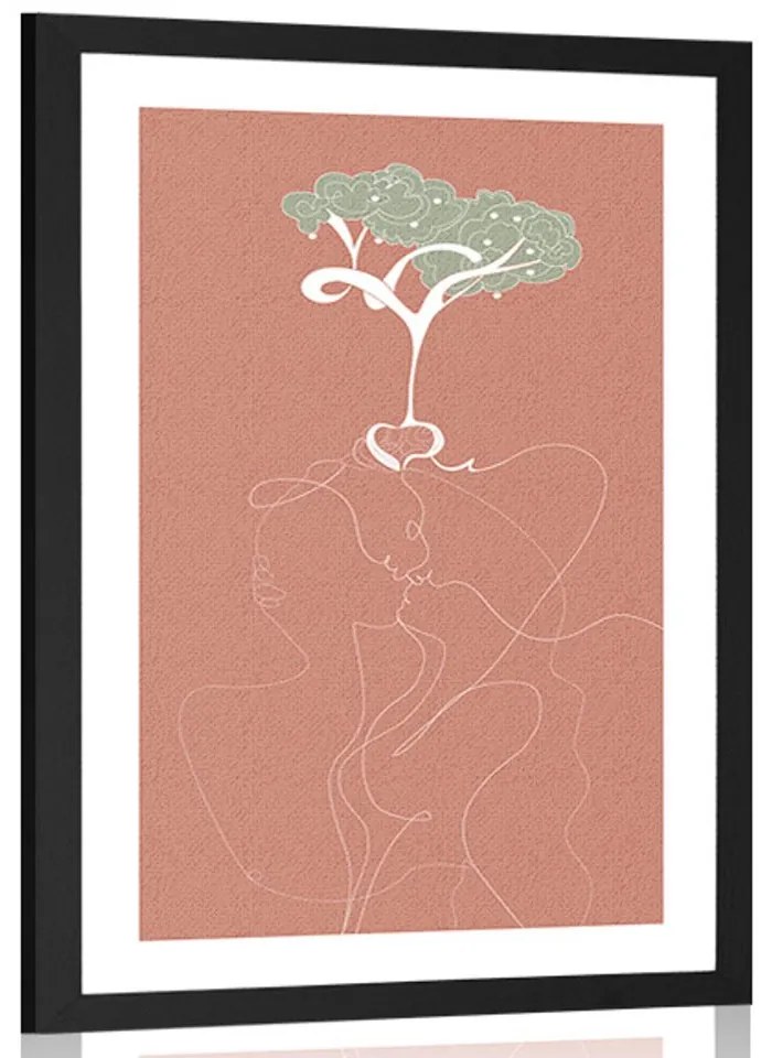 Plakát s paspartou kořeny lásky