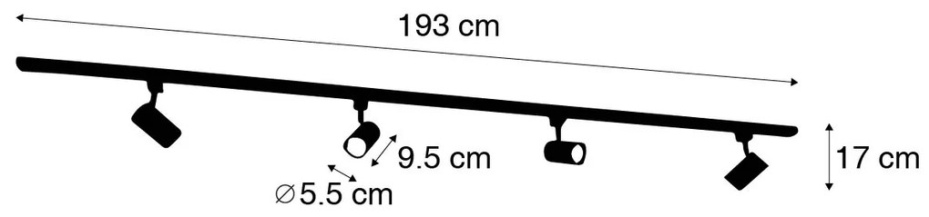 Moderní 1-fázový kolejnicový systém se 4 reflektory tmavě bronzový - Jeana
