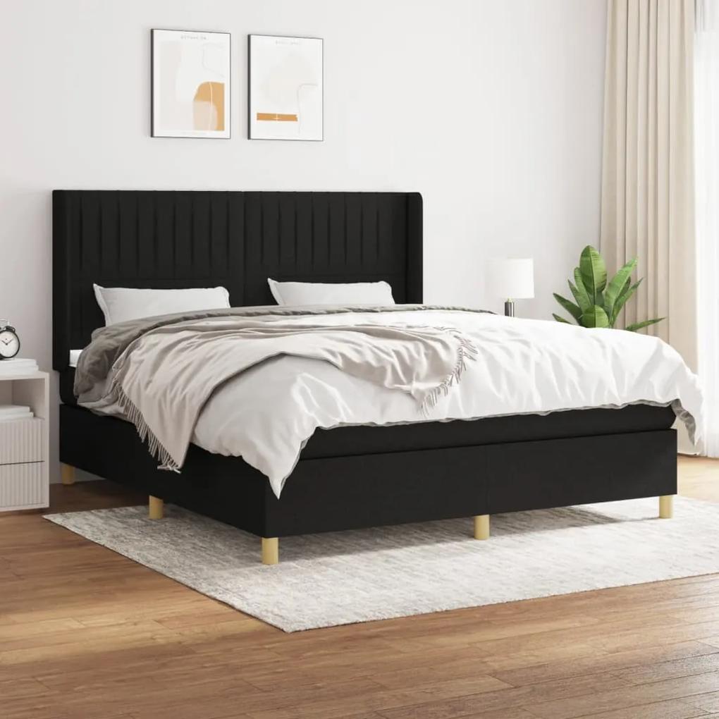 Box spring postel s matrací černá 160x200 cm textil,  3132163