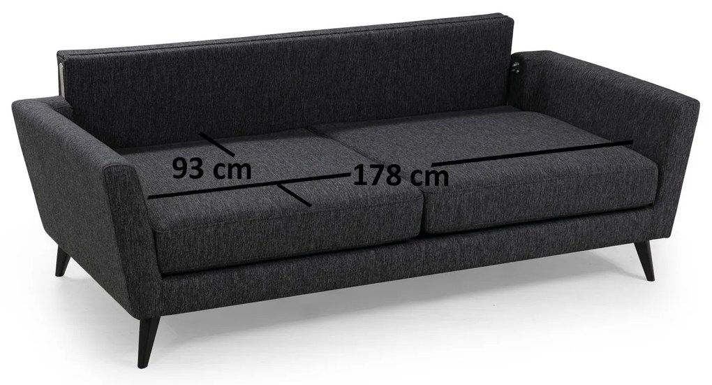 Hanah Home Třímístná pohovka MAYORKA černá 560ARE1305