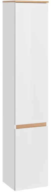 MAXIVA Vysoká závěsná skříňka - PLATINIUM 800, bílá/lesklá bílá/dub craft
