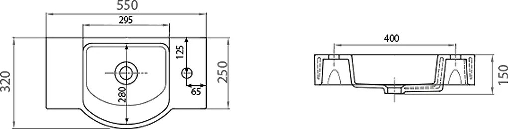 Sapho LITOS 55 x 32 cm 4077 umyvadlo keramické