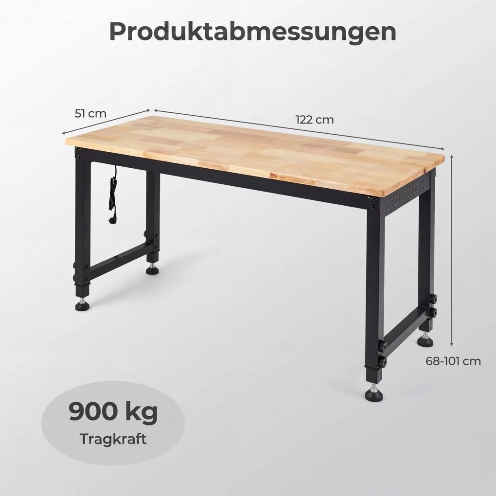 Costway 122 cm odolný pracovní stůl Výškově nastavitelný s kovovým rámem