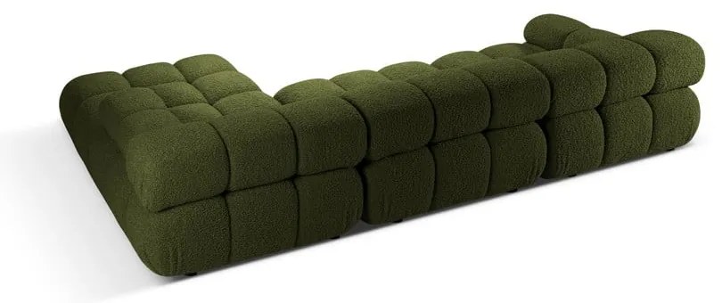 Zelená modulární rohová pohovka z textilie bouclé (pravý roh) Bellis – Micadoni Home