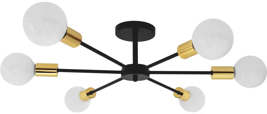 Toolight - Lampa spider-6 APP501-6C, černá-zlatá, OSW-01100