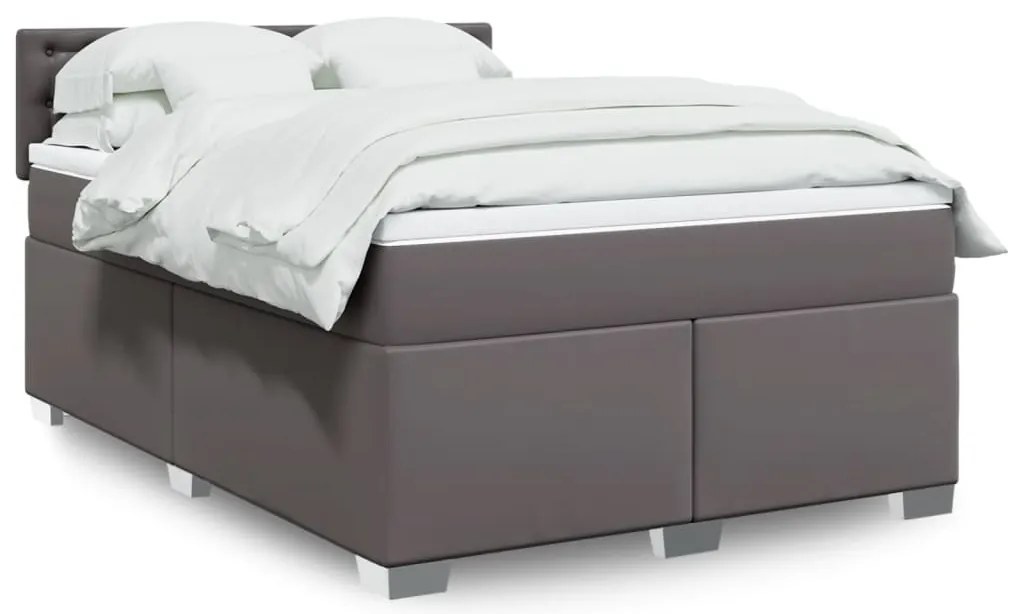 Box spring postel s matrací šedá 140x200 cm umělá kůže 3288426