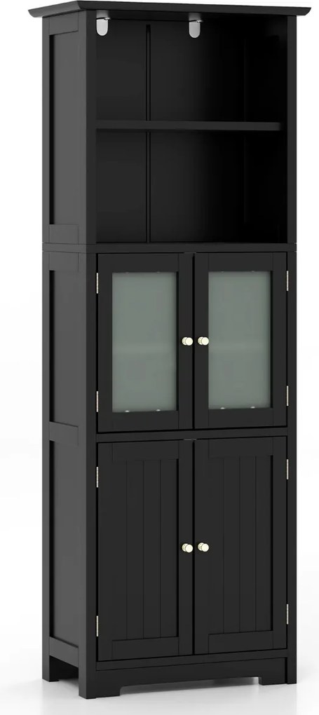 Costway 163 cm vysoká koupelnová skříňka volně stojící úložná – 60 × 30 × 163 cm