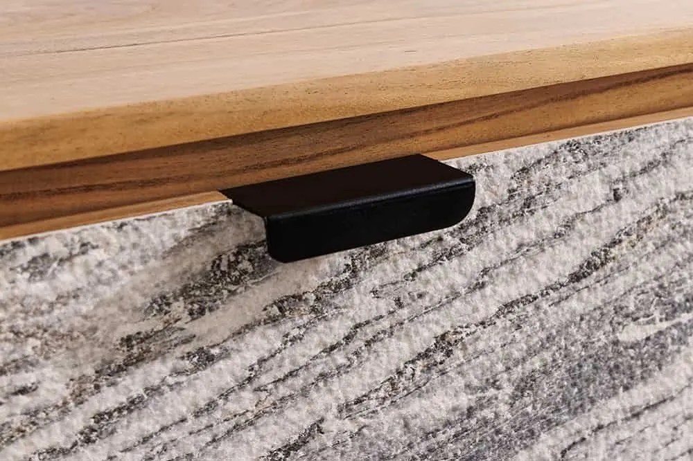 Designový závěsný TV stolek Callison 160 cm akácie / vzor kámen