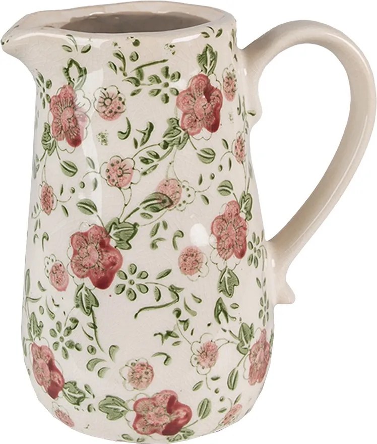 Keramický dekorační džbán s růžovými květy Lillia M - 16*11*18 cm