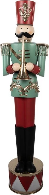 Kovová dekorace Louskáček Nutcracker s trubkou - 33*27*121 cm