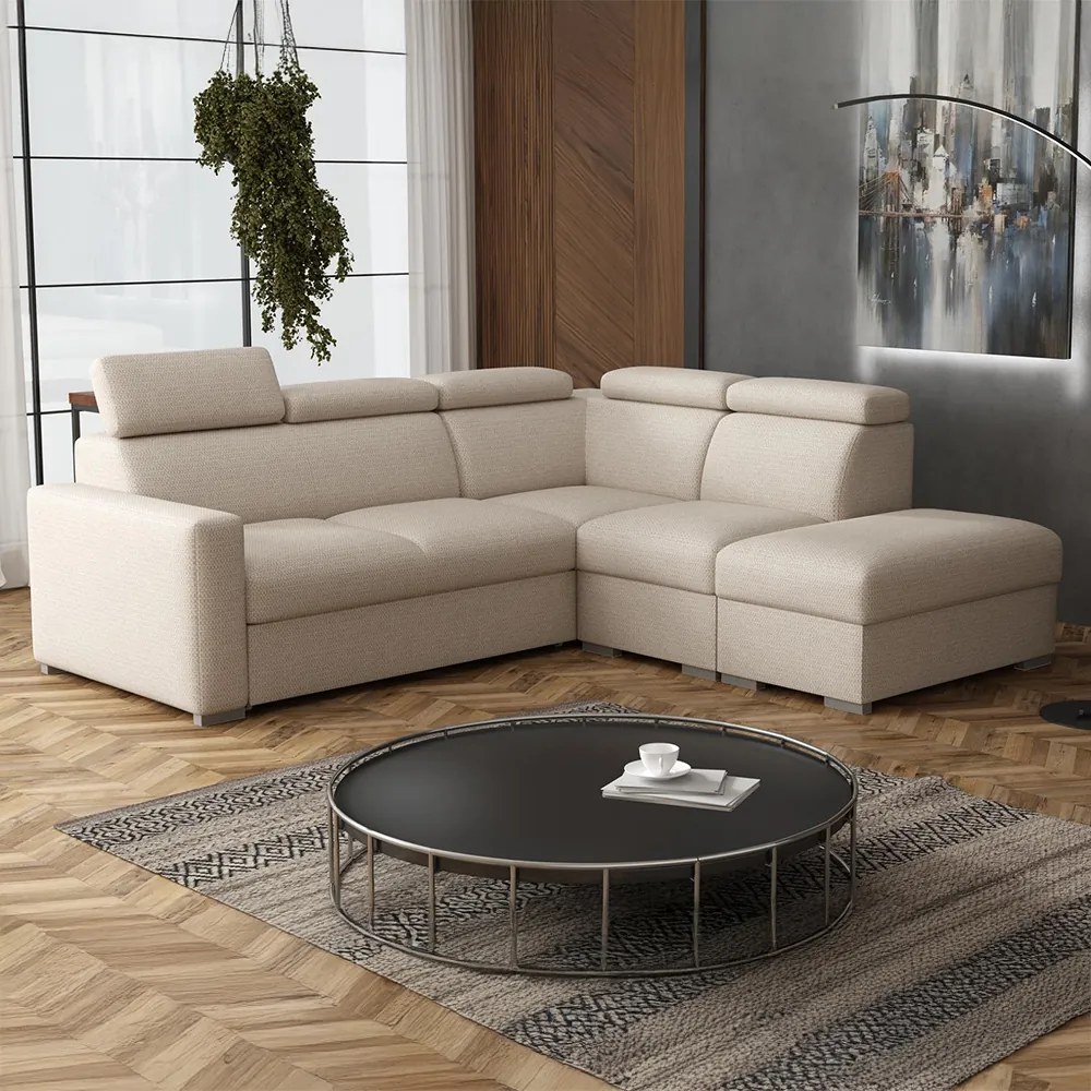 Sedací souprava PEDRO L | 250x230 cm | rozkládací + 2x úložný prostor | polohovatelné záhlavníky | VÝBĚR TKANIN