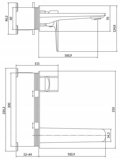 Cersanit Larga - podomítková umyvadlová baterie, černá, S951-385