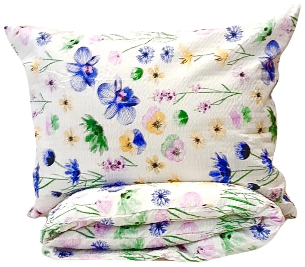 Povlečení krepové Flower rainbow TiaHome - 1x Polštář 90x70cm, 1x Přikrývka 140x200cm