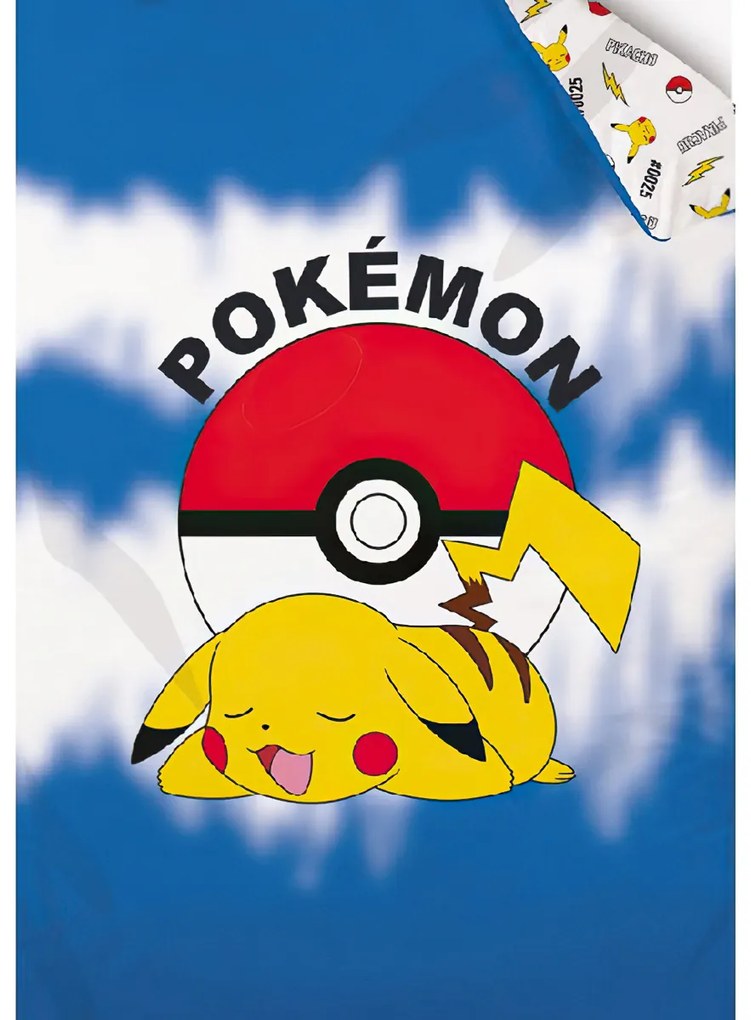 Carbotex dětské povlečení POKÉMON UNAVENÝ PIKACHU, modré, bavlna hladká, 140x200cm + 70x90cm