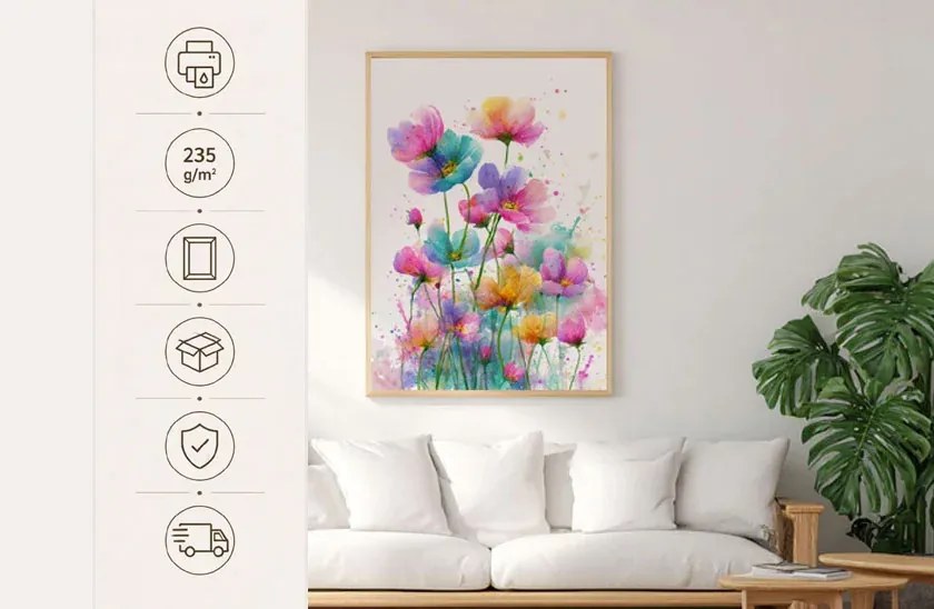 Barevná louka - obraz - Jemné květiny v akvarelovém stylu 43 - A2 – 420 × 594 mm - 449 Kč