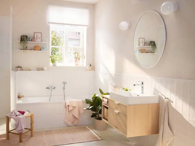 Hansgrohe Rebris S, páková vanová baterie na zeď se 2 průtoky, chromová, 72443000