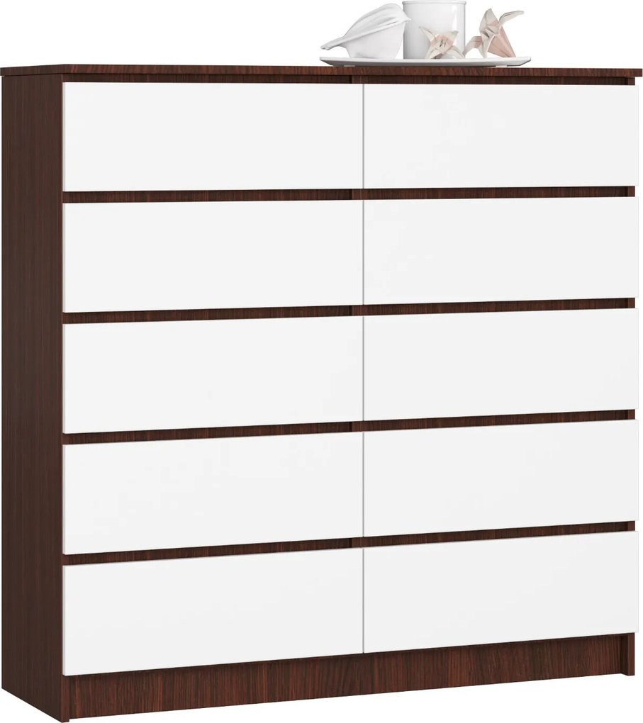 Komoda K120 10SZ wenge/bílá