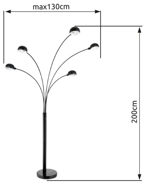 Globo 58228NB - Stojací lampa SEYMOUR 5xE14/40W/230V černá