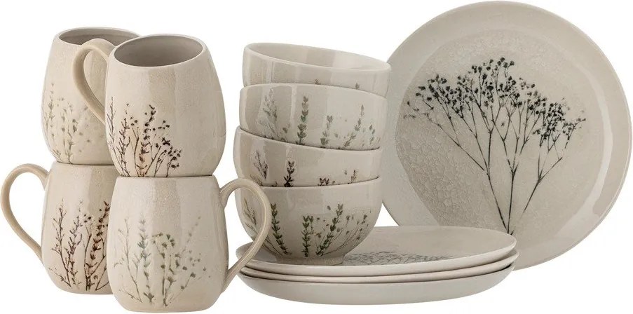 Kameninová jídelní sada 12 ks pro 4 osoby Bea – Bloomingville