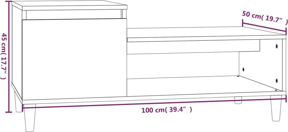 vidaXL Konferenční stolek 100 x 50 x 45 cm kompozitní dřevo [821129] Barva: Betonová šedá